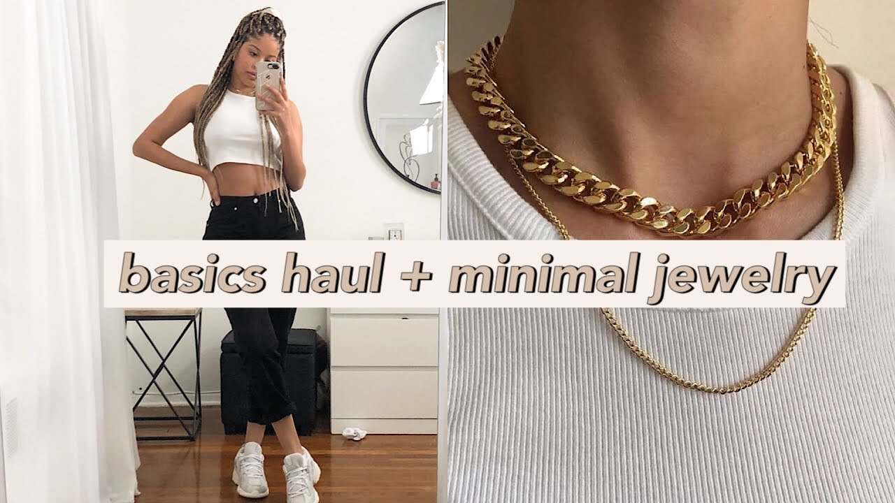 minimal jewelry + basics try-on haul! - YouTube
