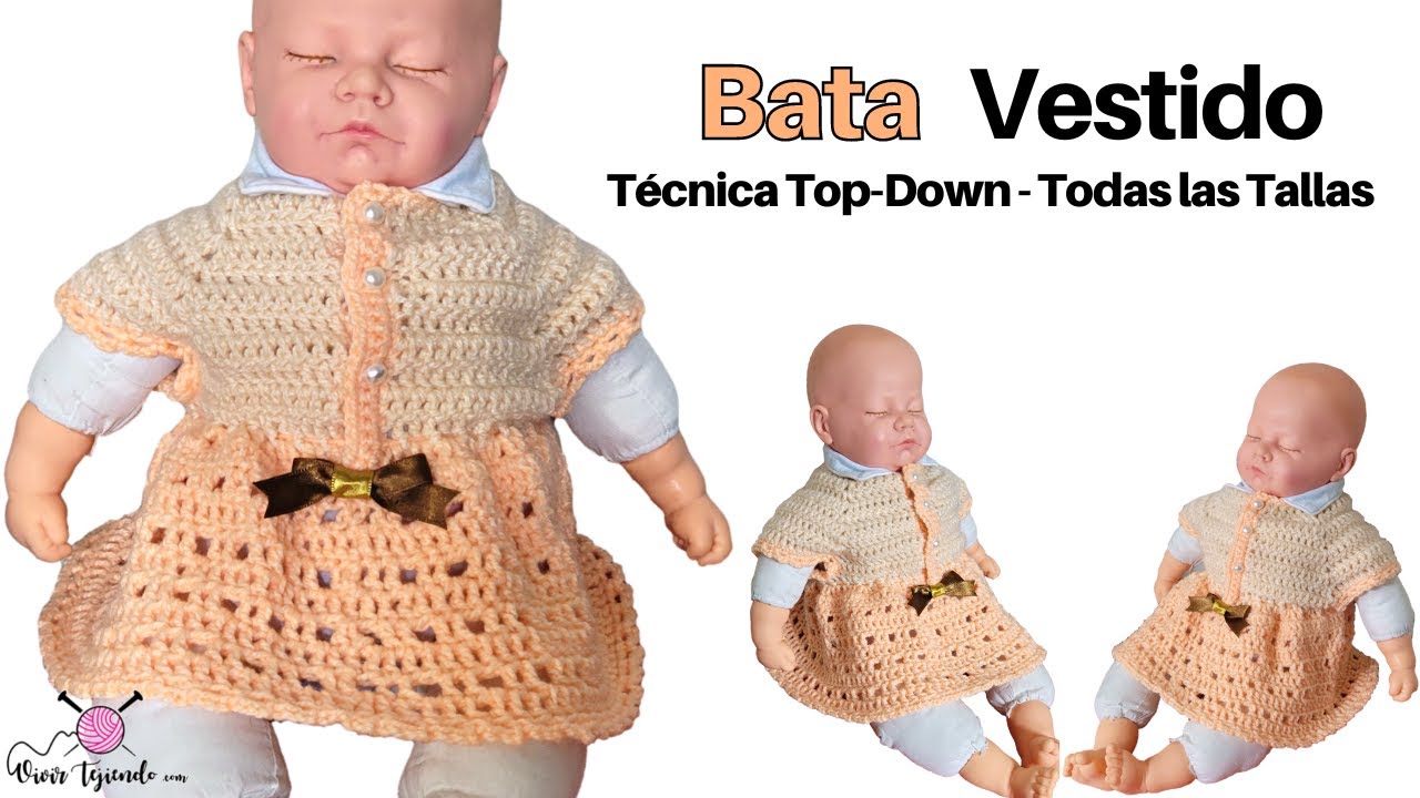 Bata Vestido a crochet para diferentes edades y tallas Curso online ...