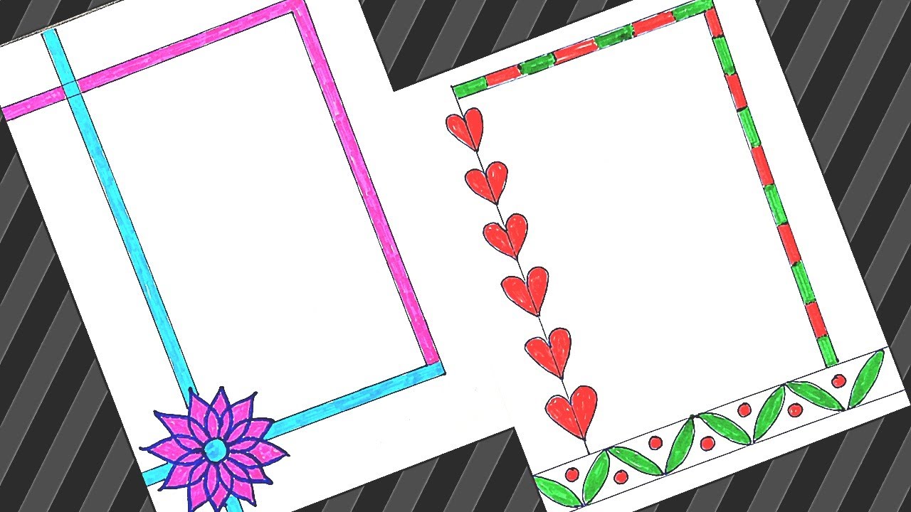 Two Easy New Border Designs || Project Work Designs || Colourful ...