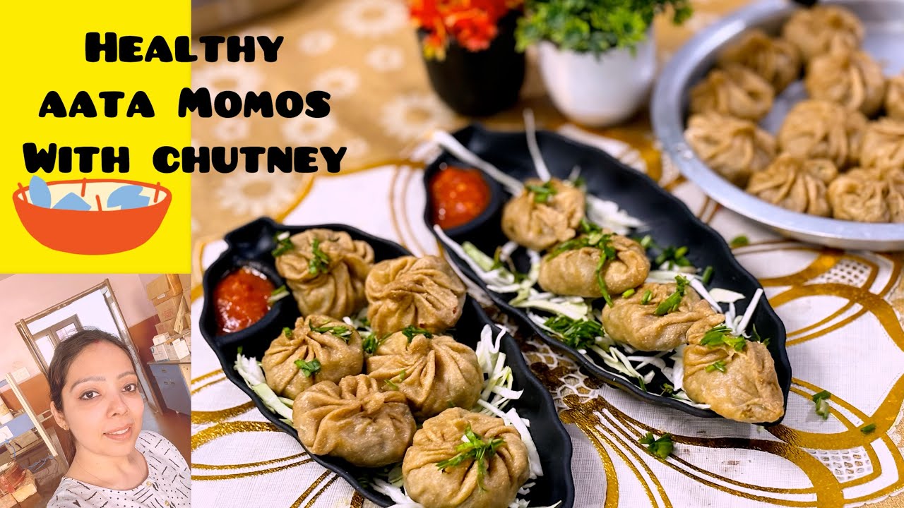 Healthy and delicious aata momos with chutney ,no compromise in taste ...