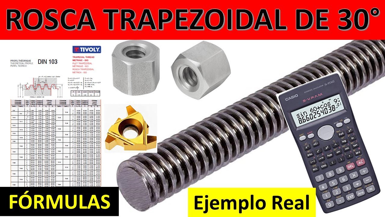 Rosca Trapezoidal de 30° FÓRMULAS/EJEMPLO RESUELTO tr30X3 - YouTube