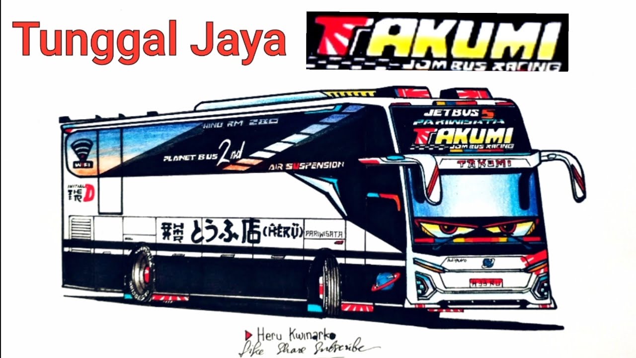 Bus Tunggal Jaya TAKUMI, Cara Menggambar Bus , Adiputro JB 5 #bus - YouTube