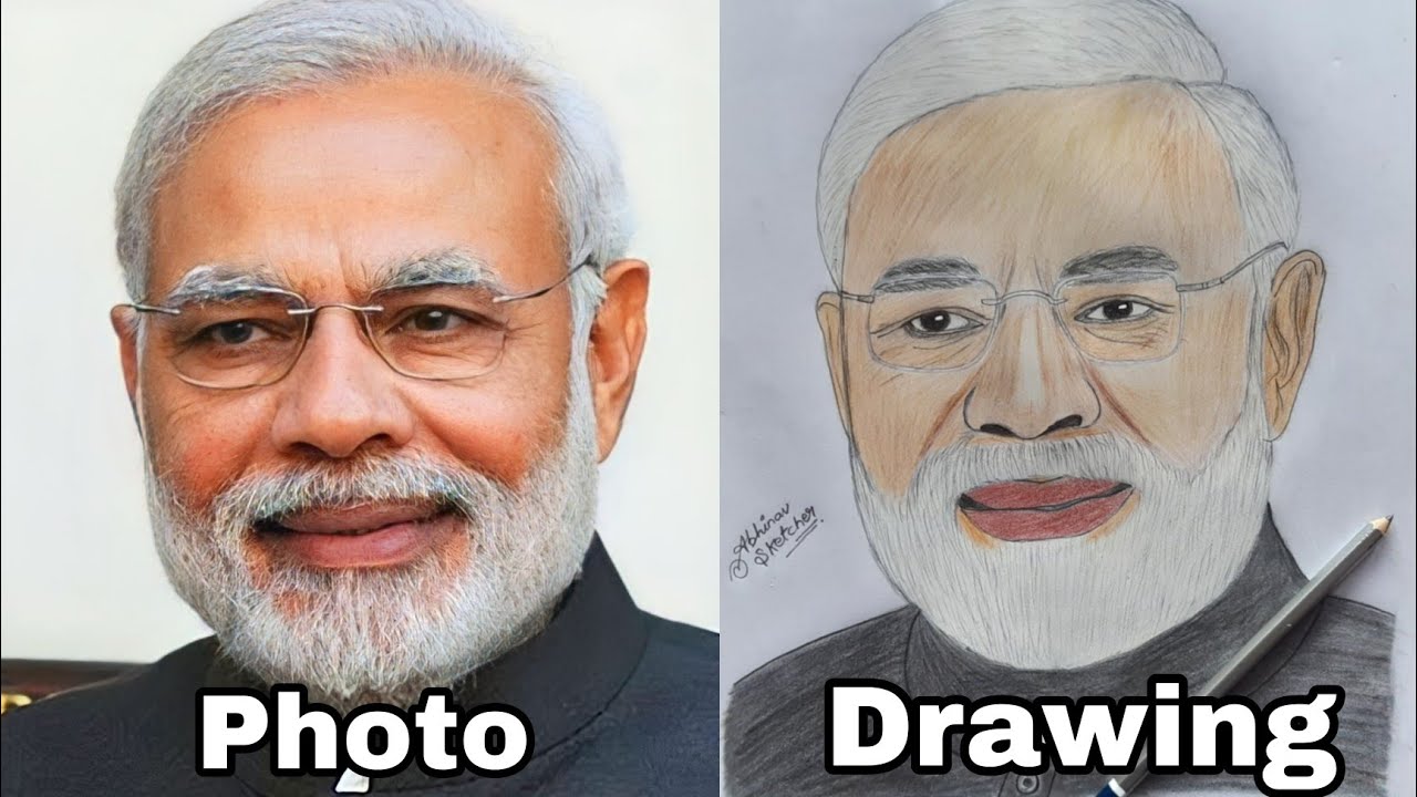 Colored Sketch of prime Minister Modi ji | @NarendraModi - YouTube