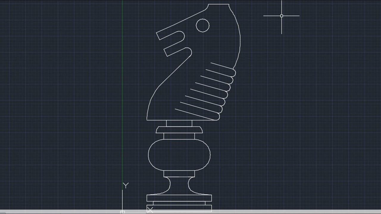 How to draw a knight or horse chess piece in AutoCAD - YouTube