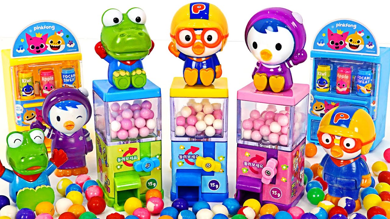 Delicious Candy and drinks come out of Pororo vending machines ...