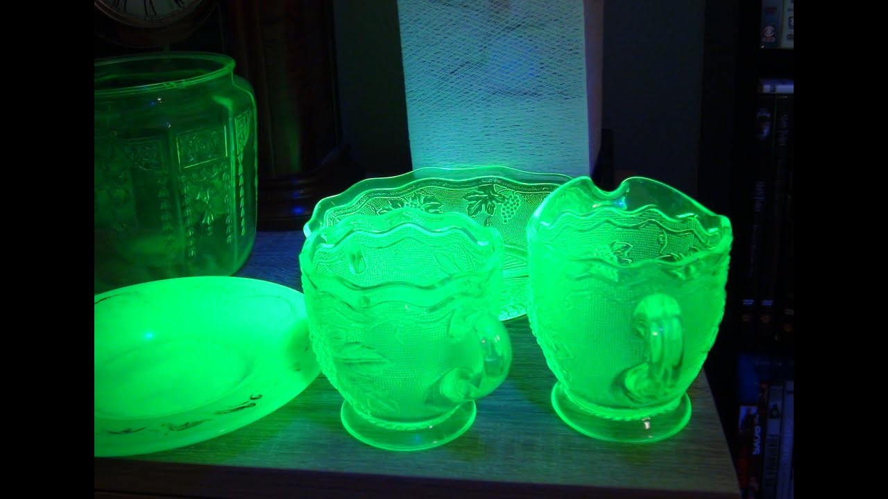 Vaseline Glass Under Uv Light Vaseline Glass, Radioactive Bowls, And