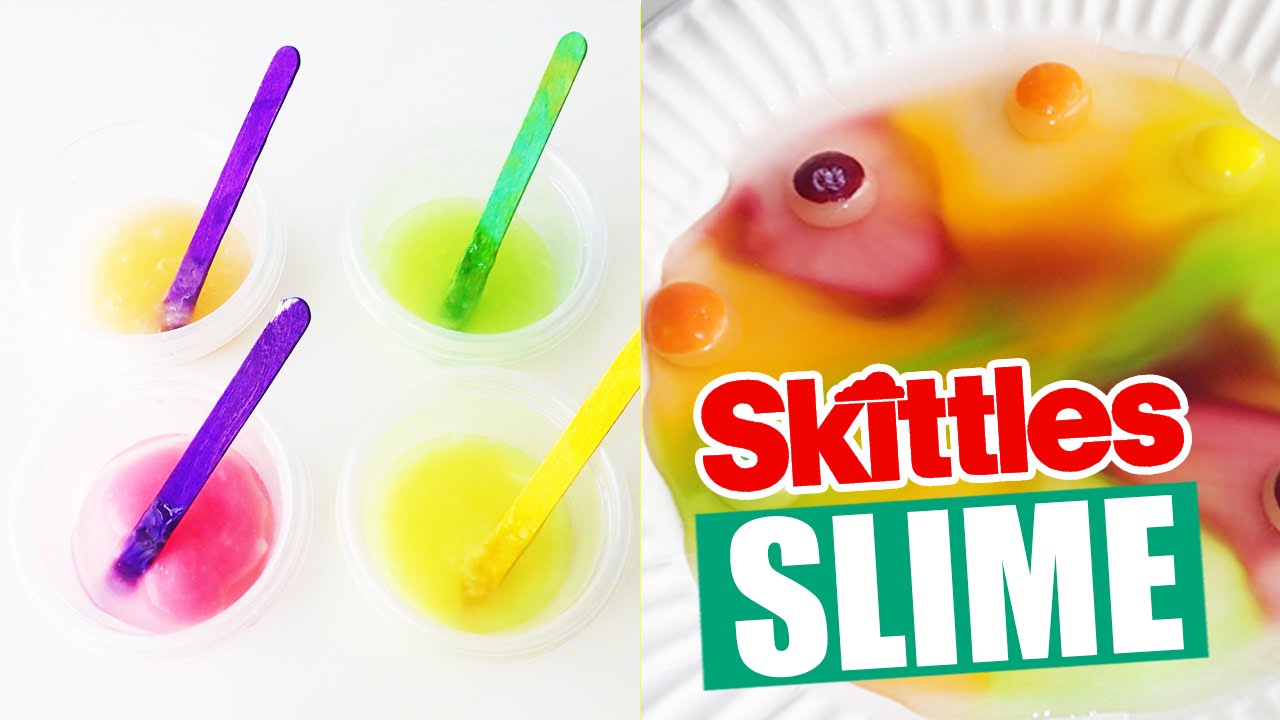 How To Make Color Slime with Skittles DIY Slime No Borax No Liquid ...