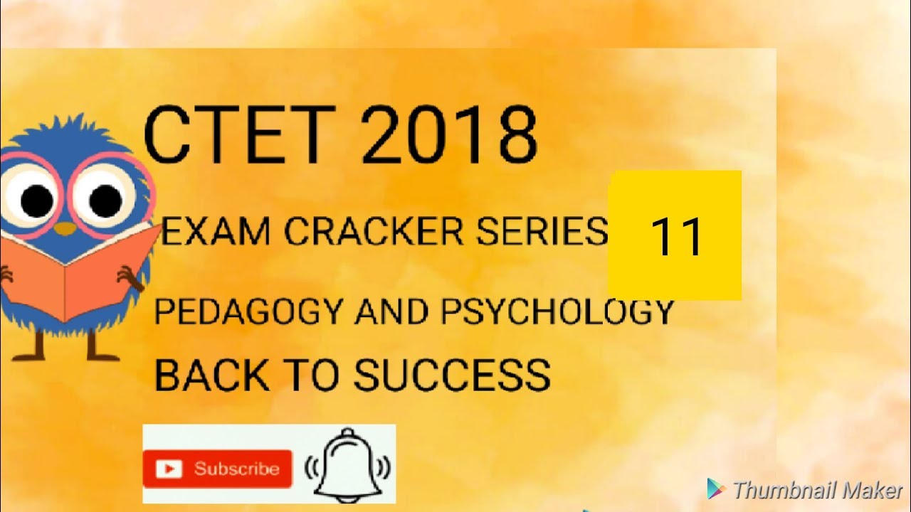 PSYCHOLOGY AND PEDAGOGY CTET EXAM CRACKER SERIES 11 PSY - YouTube