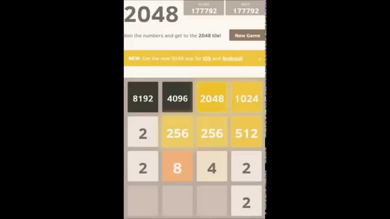 2048 game 16384 in 11 moves - YouTube
