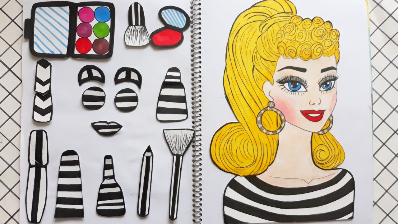 🌾Paperdiy🌾] Tutorial Makeup Barbie [ASMR] paper cosmetics💄종이놀이 paper ...