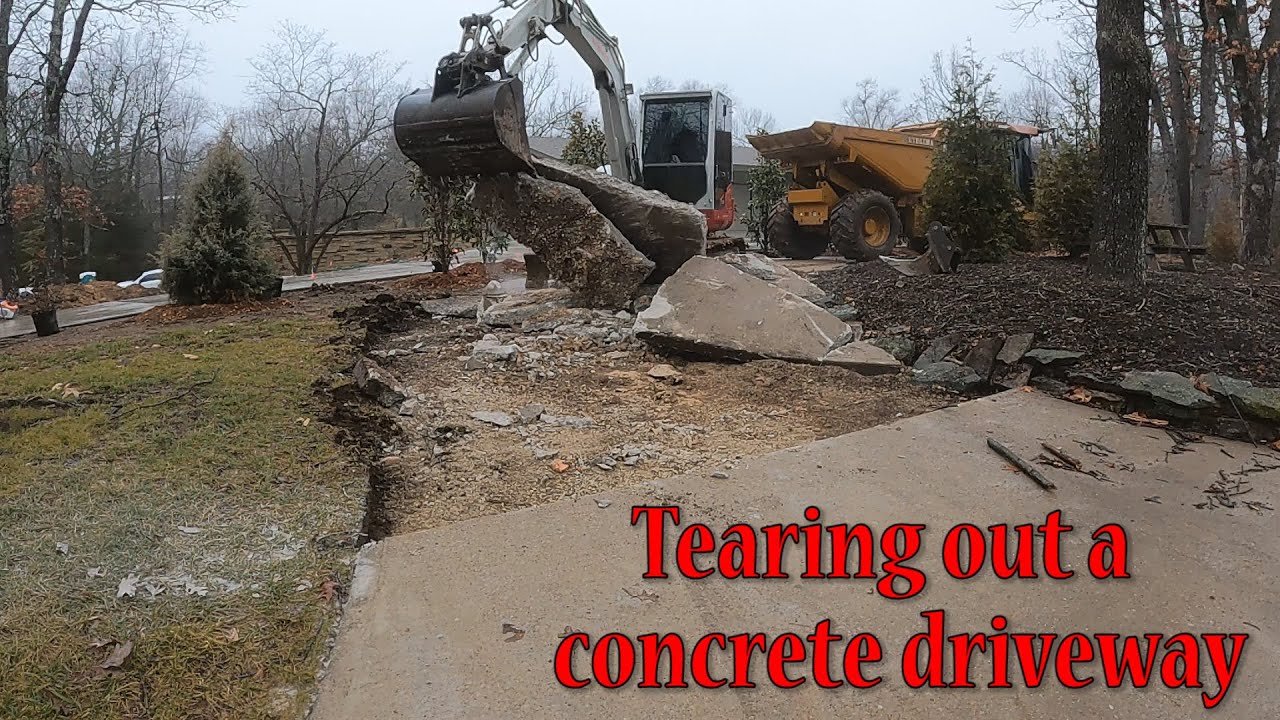 Tearing Out A Concrete Driveway - YouTube