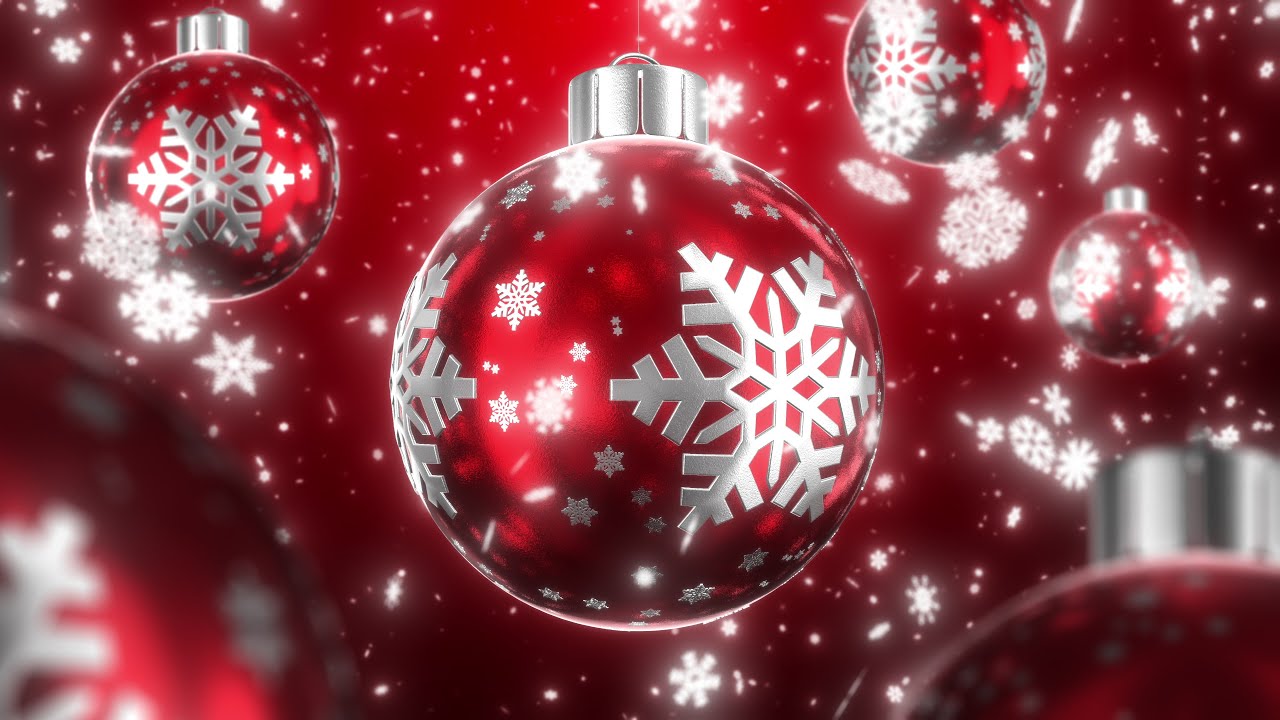 Animated Background with Christmas Ornaments and Falling Snowflakes ...