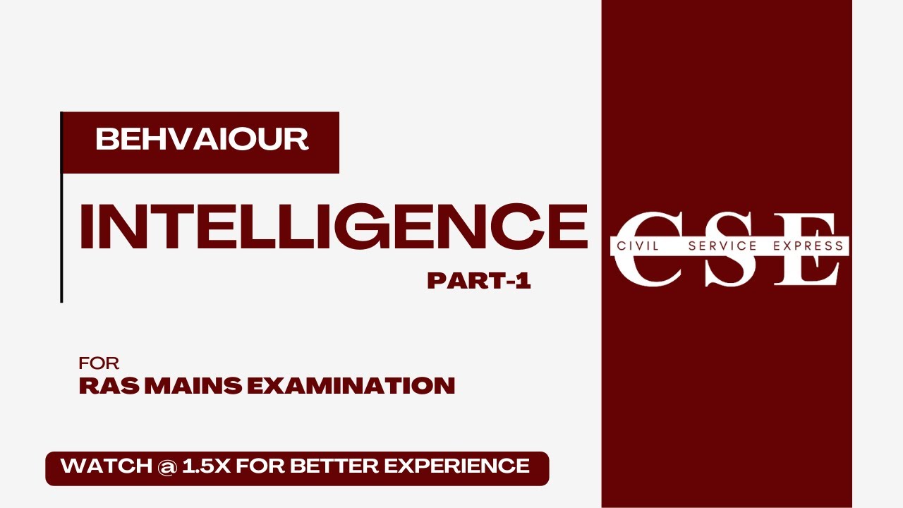 INTELLIGENCE- BEHAVIOUR RAS MAINS | RAS, RPSC - YouTube