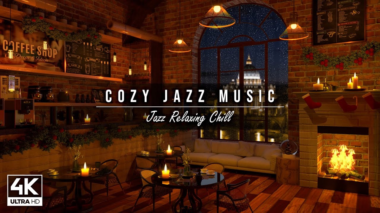 4K Cozy Jazz Music & Bookstore Cafe Ambience with Relaxing Jazz Music ...