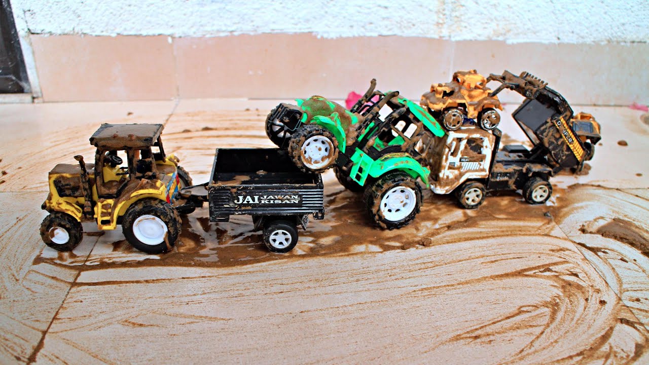 Muddy Toys Jumping into water,Toys Jump Video Into Mud ,Truck,Mini ...