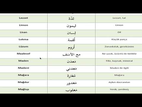 arapça-türkçe ortak kelimeler! 600 kelime 2.bölüm