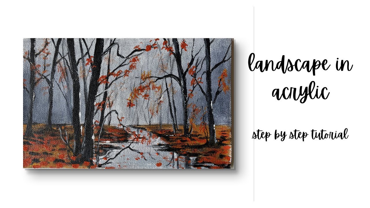 Acrylic Landscape Painting For Beginners | Easy tutorial with Step-by ...