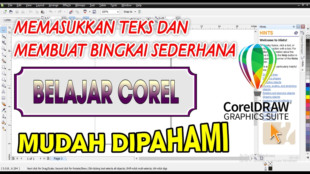 TUTORIAL COREL DRAW UNTUK PEMULA, Bagian 2 : Menambahkan Teks dan ...