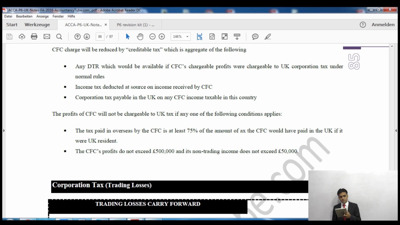 ACCA P6 UK Corporation Tax Overseas Aspects -AccountancyTube - YouTube