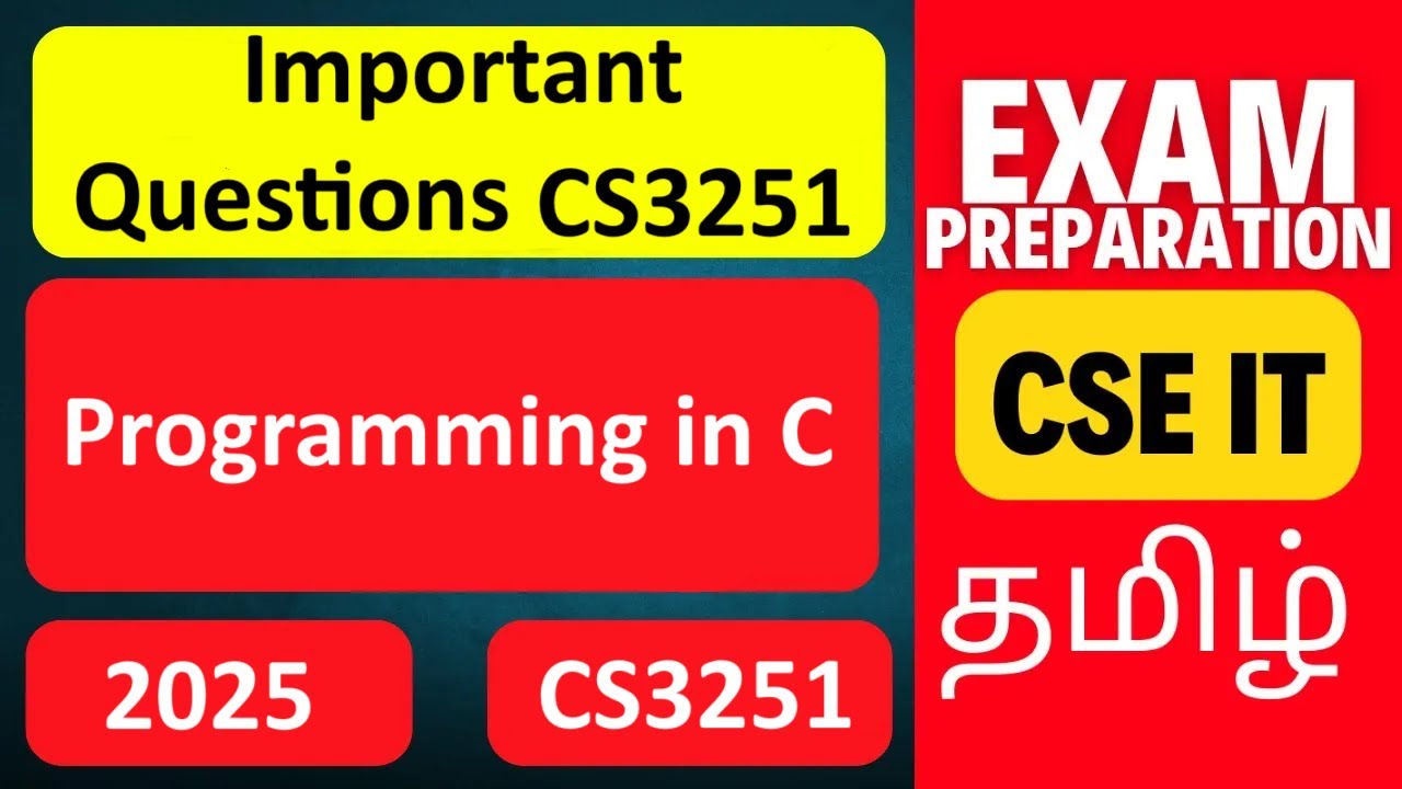 CS3251 Programming in C Important Questions 2025 | Unit-wise 2 & 13 Marks | CSE IT Exam Guide ...