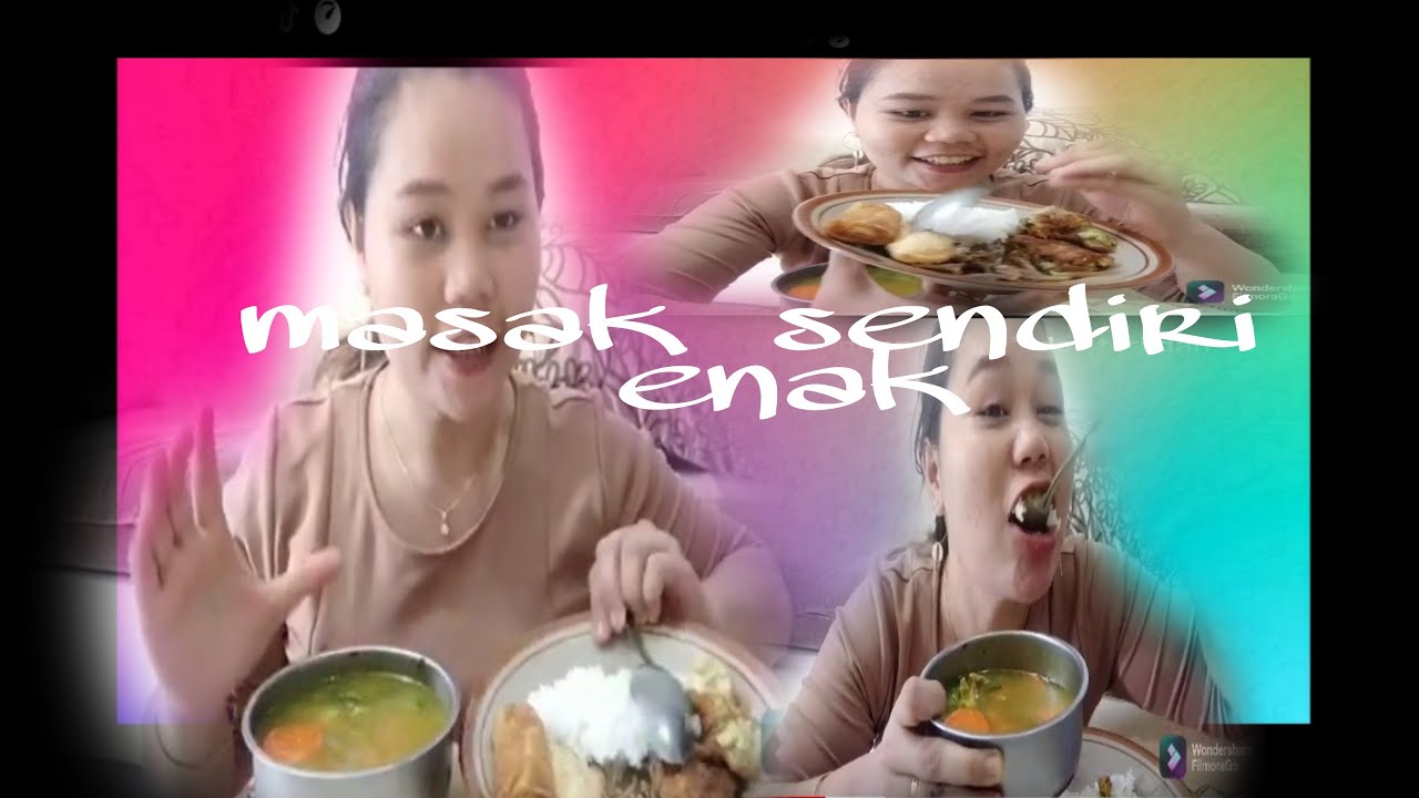 makan siang dengan telor dadar, teri dan SOP ayam - YouTube