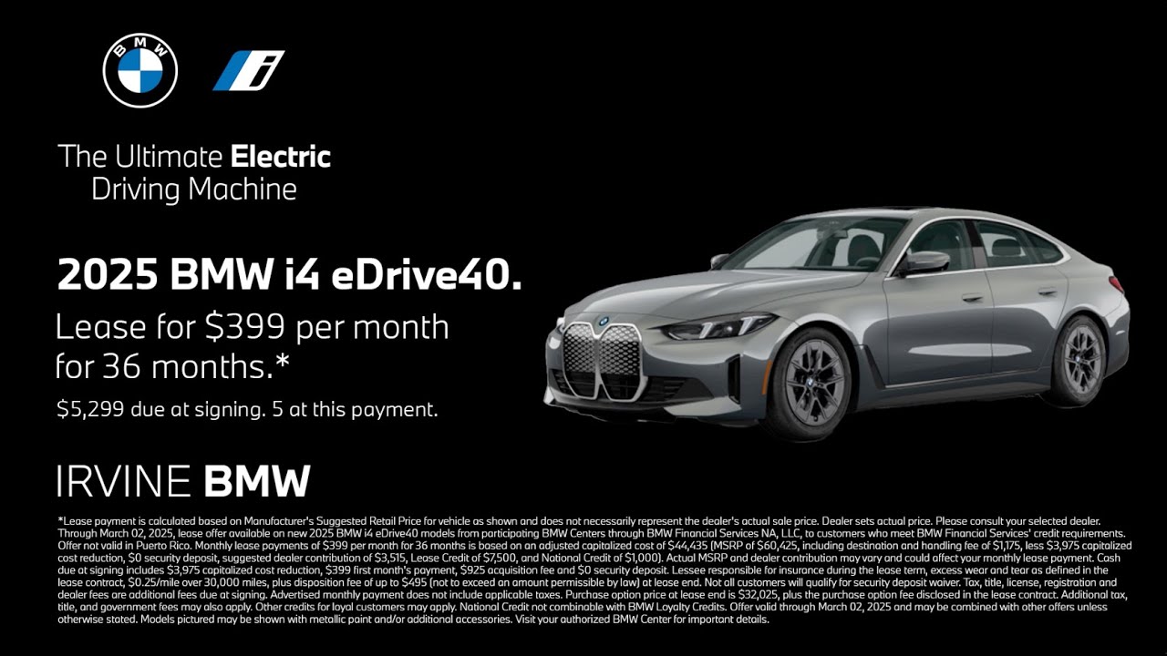 Lease an All-Electric 2025 BMW i4 from Irvine BMW | Orange County - YouTube