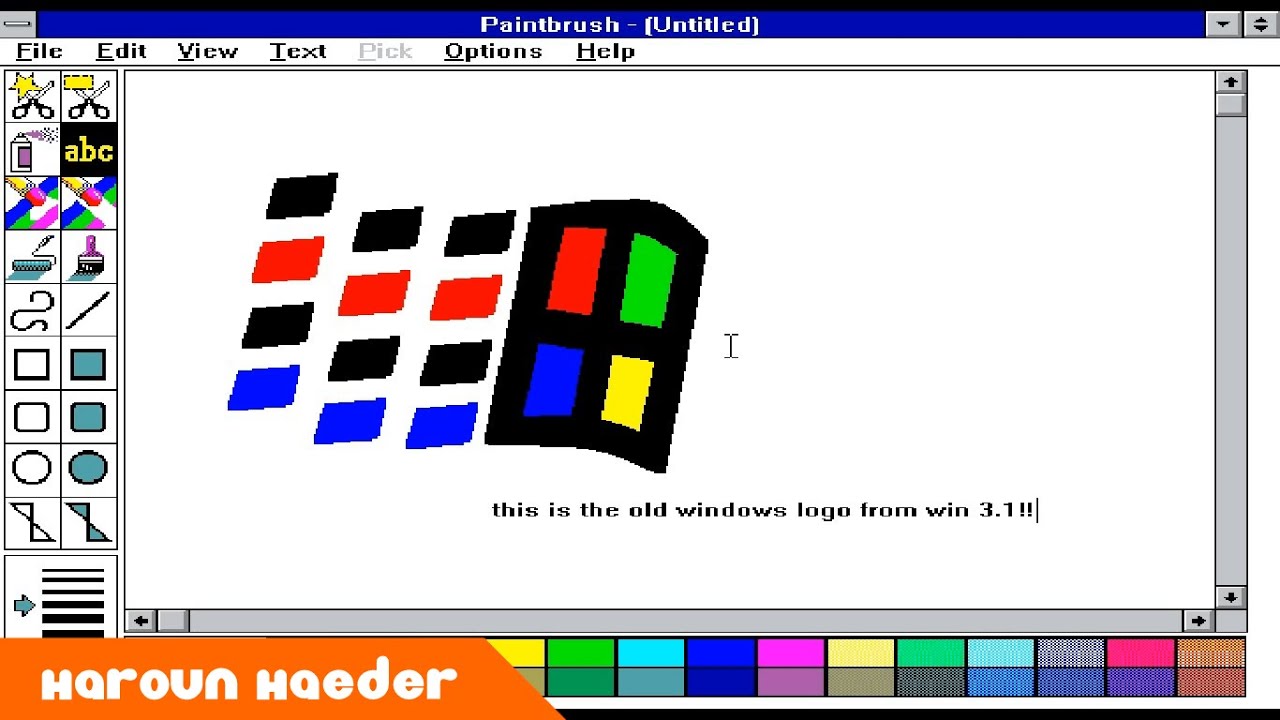 How to draw Old Windows flag logo using MS Paint in Windows 3.1 ...