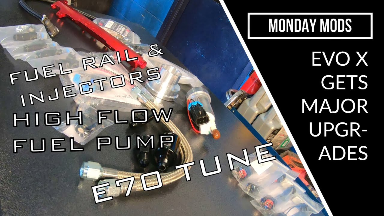 EVO GETS BIG INJECTORS, FUEL RAIL AND HIGH FLOW FUEL PUMP - YouTube