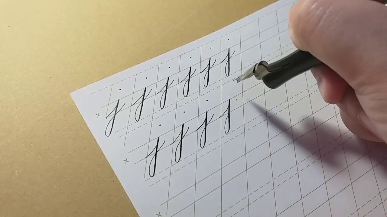 Letter j in Copperplate Calligraphy - minuscule practice - YouTube