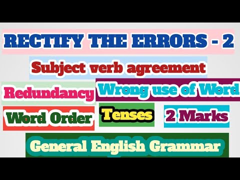Errors|Subject verb agreement|Word Order|Redundancy|Wrong use of Word ...