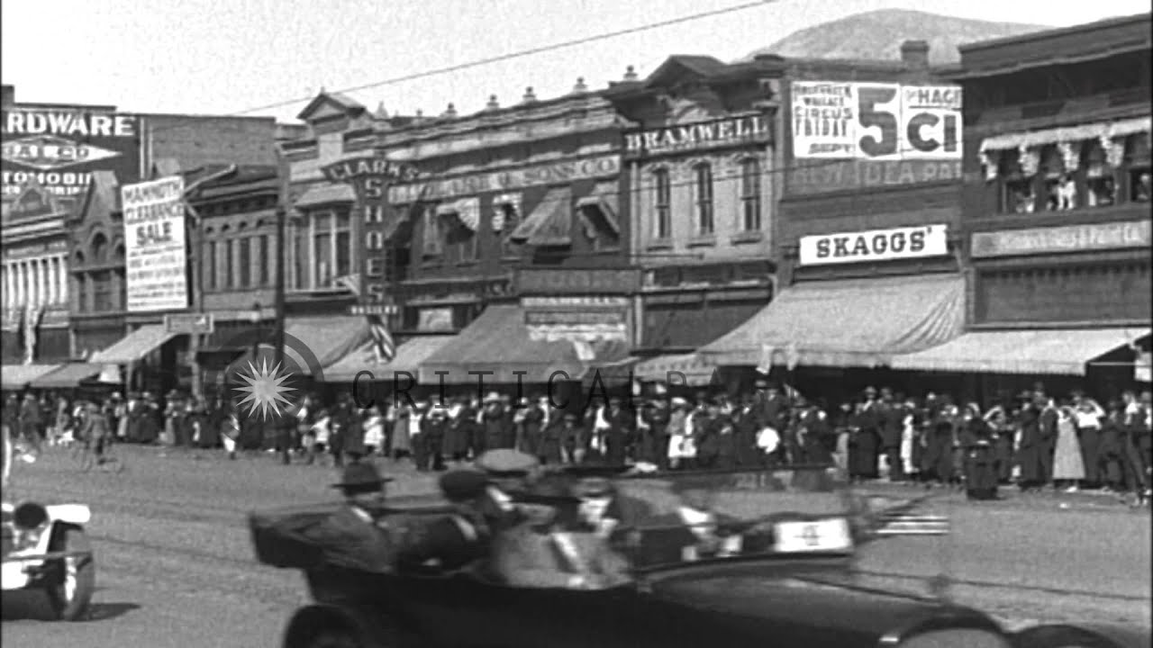 President Woodrow Wilson with his car procession on a street, United ...
