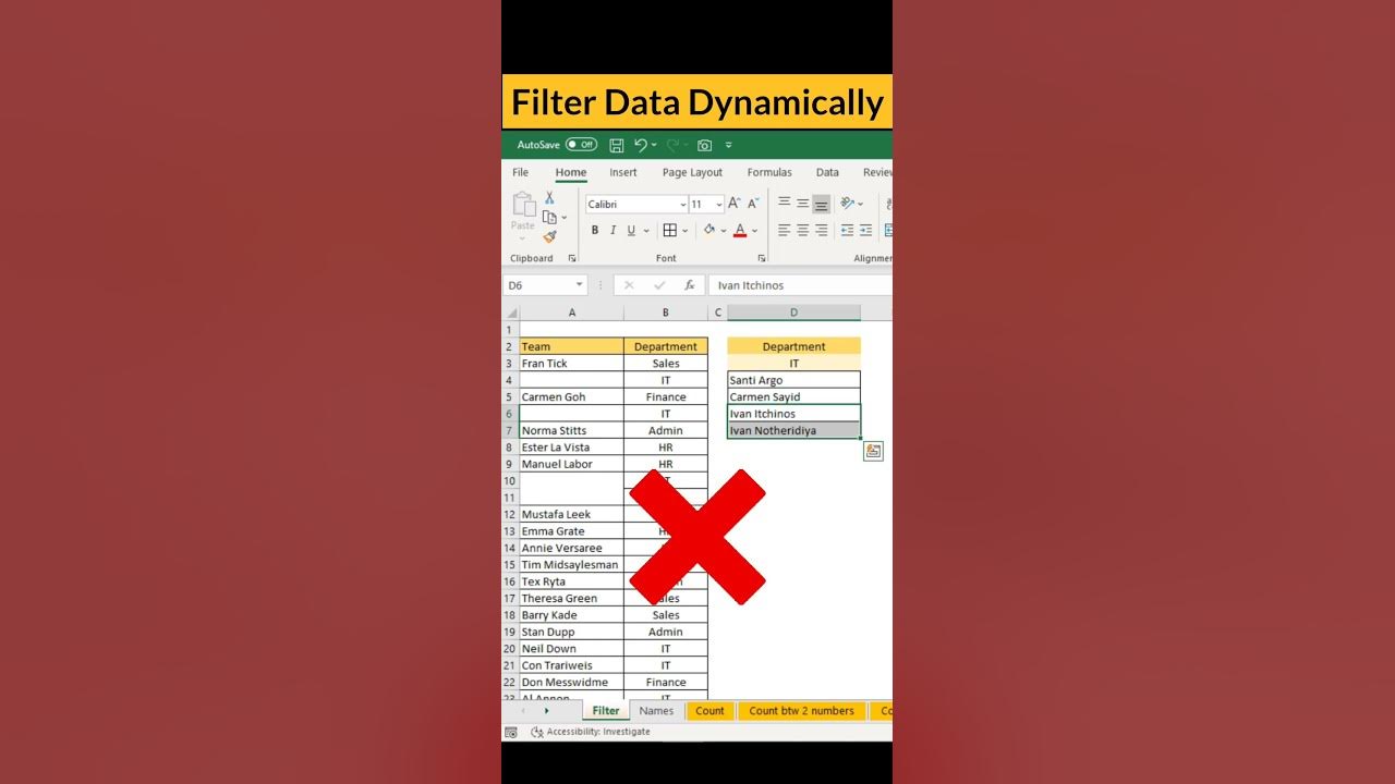 Excel Pro Trick Filter Data Dynamically With Filter Function In Msexcel Youtube