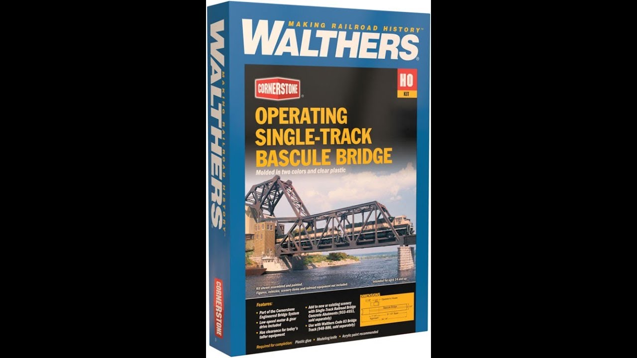 Walthers Operating Single-Track Railroad Bascule Bridge Kit build video ...