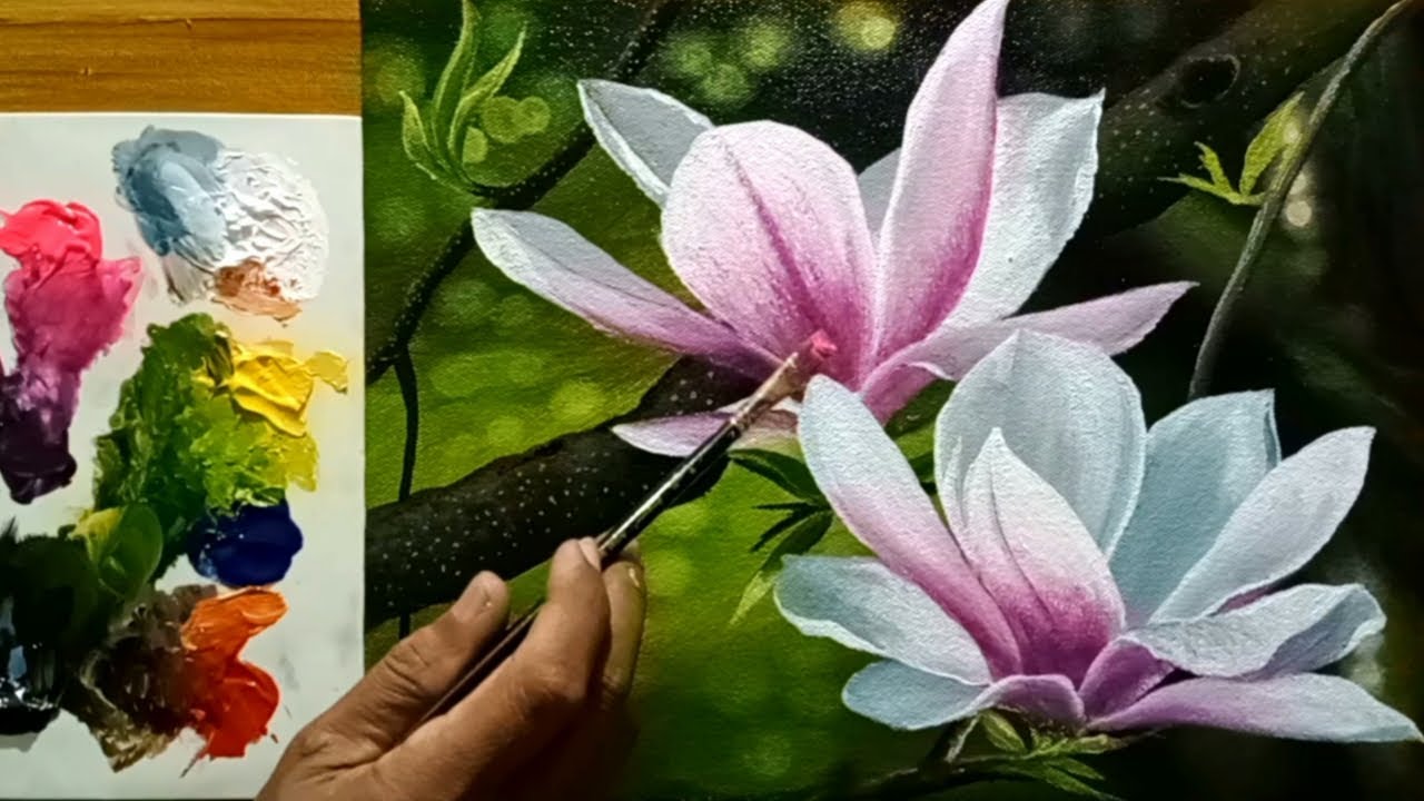 How To Paint a Beautiful Flower ‼️ Cara Melukis Bunga Yang Indah ‼️ ...