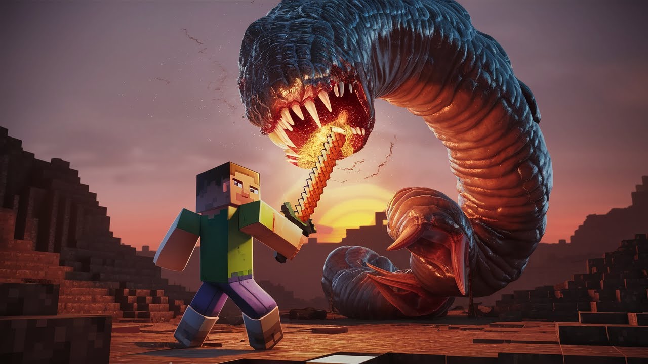 Minecraft ! Steve vs Giant Worm | Minecraft Animation - YouTube