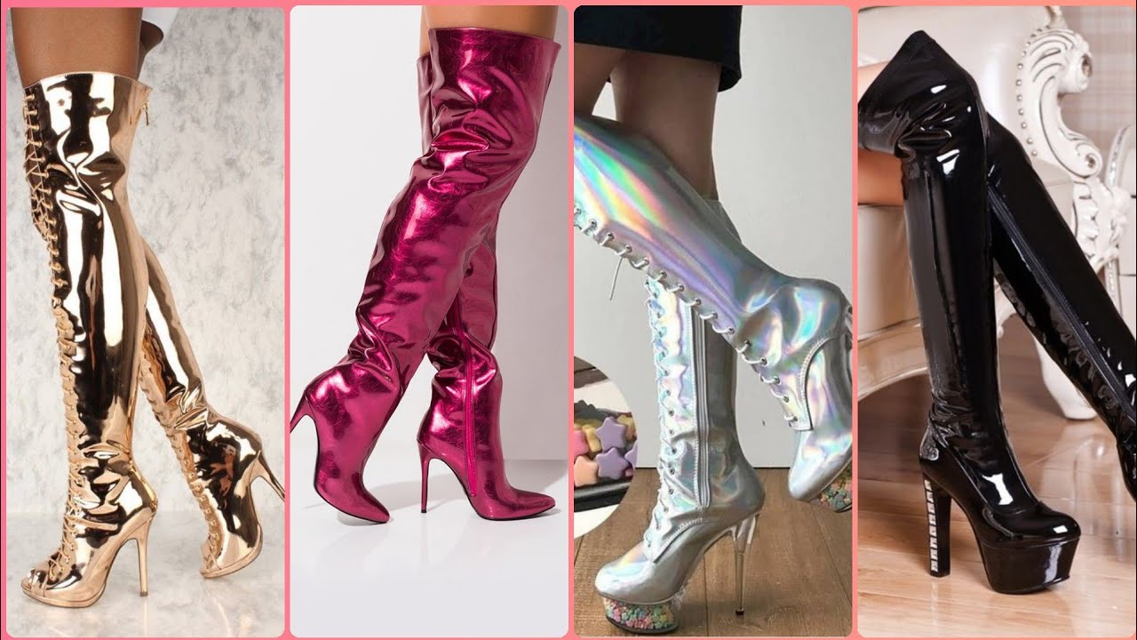 Top 55 luxurious high pencil heels knee length boots designs | latex ...