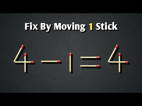 Move only 1 stick to make equation correct, Matchstick puzzle 4-1=4 ...