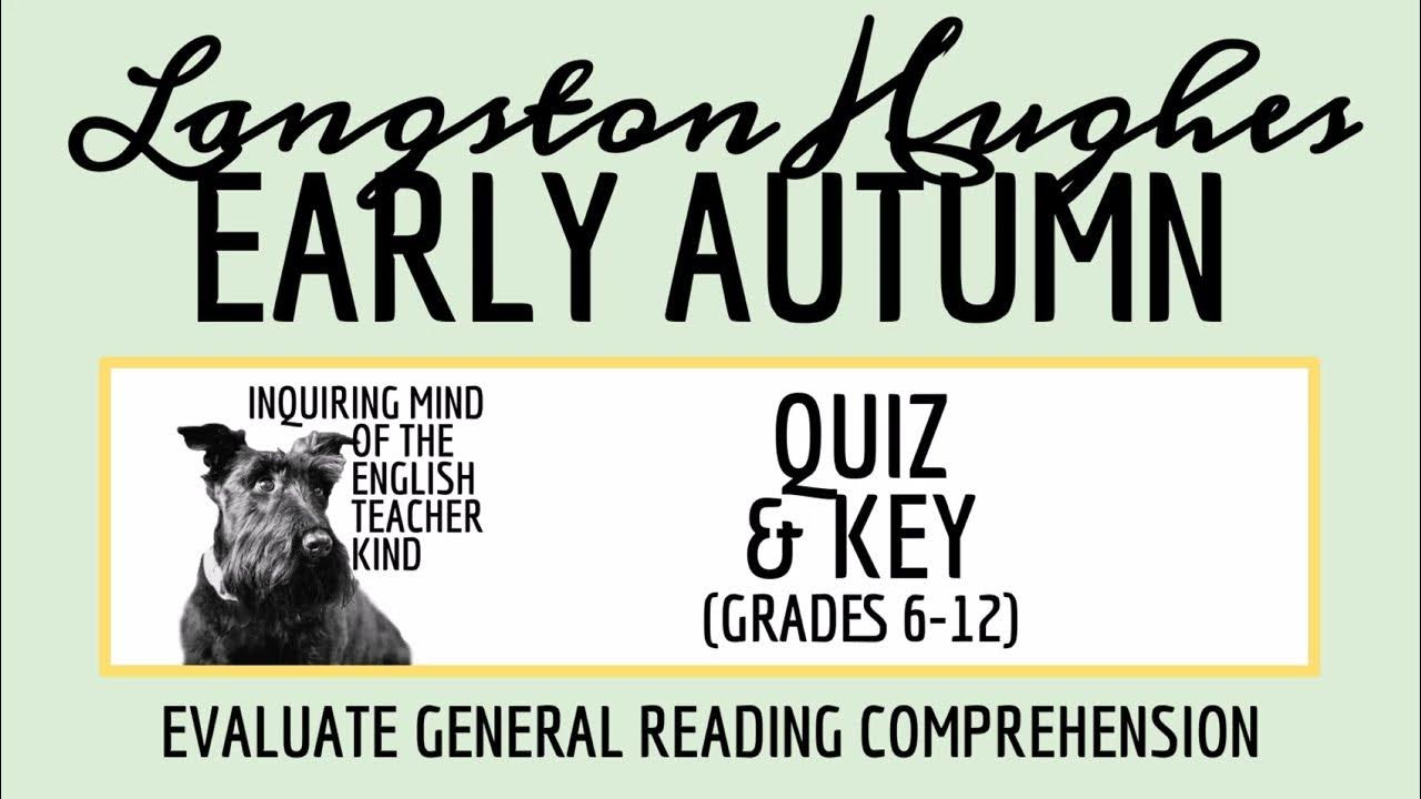 "Early Autumn" by Langston Hughes Quiz and Answer Key for High School ...