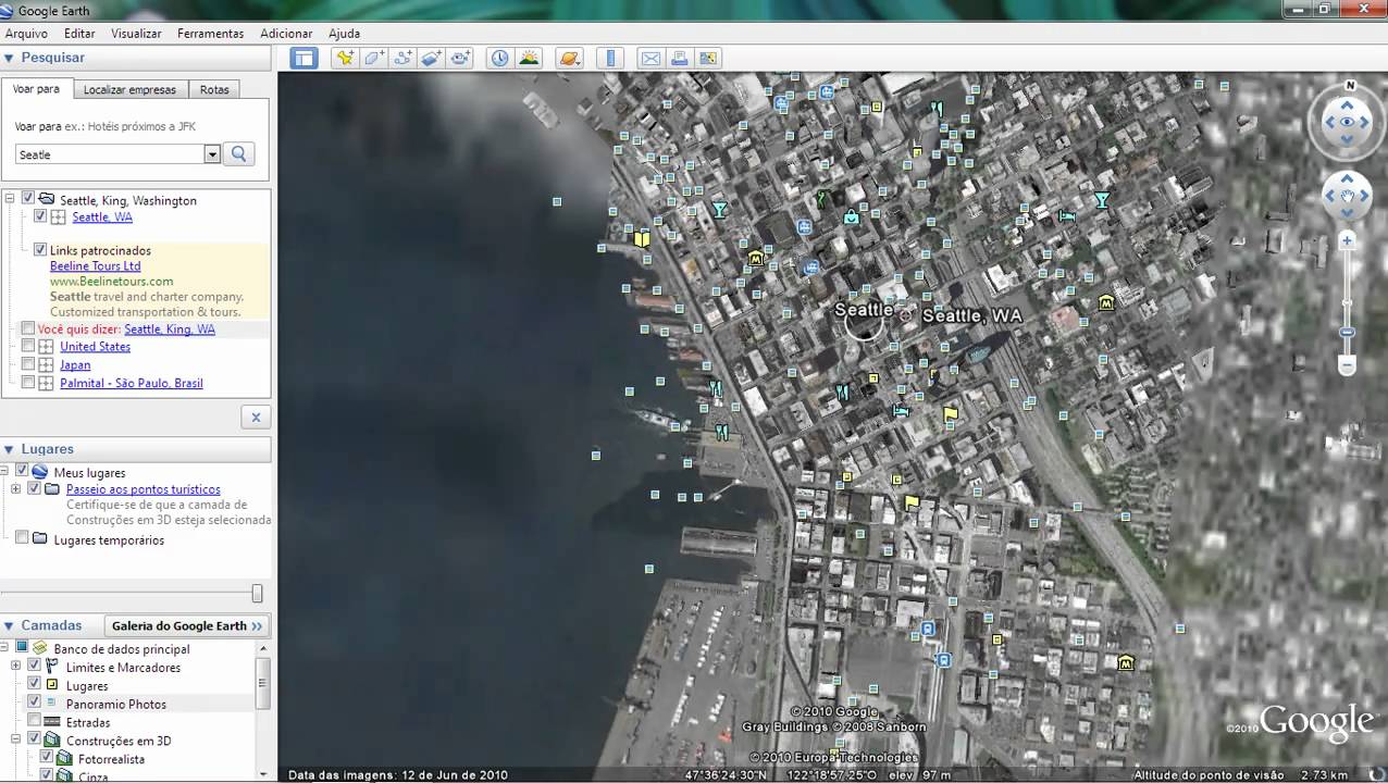 Seatle zoom in e zoom out através do Google Earth - YouTube