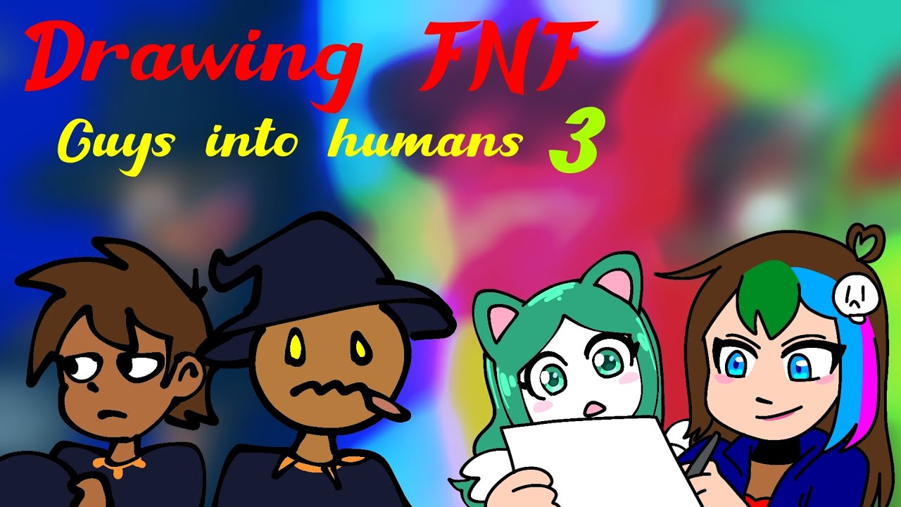 Drawing FNF characters into humans part 3 - YouTube