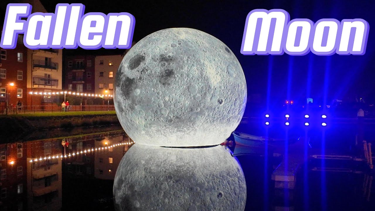 Fallen Moon Night view Touring Artwork by Luke Jerram Bridgewater Docks ...