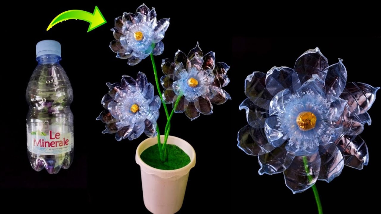 Ide Kreatif Membuat Bunga dari Botol Bekas - YouTube