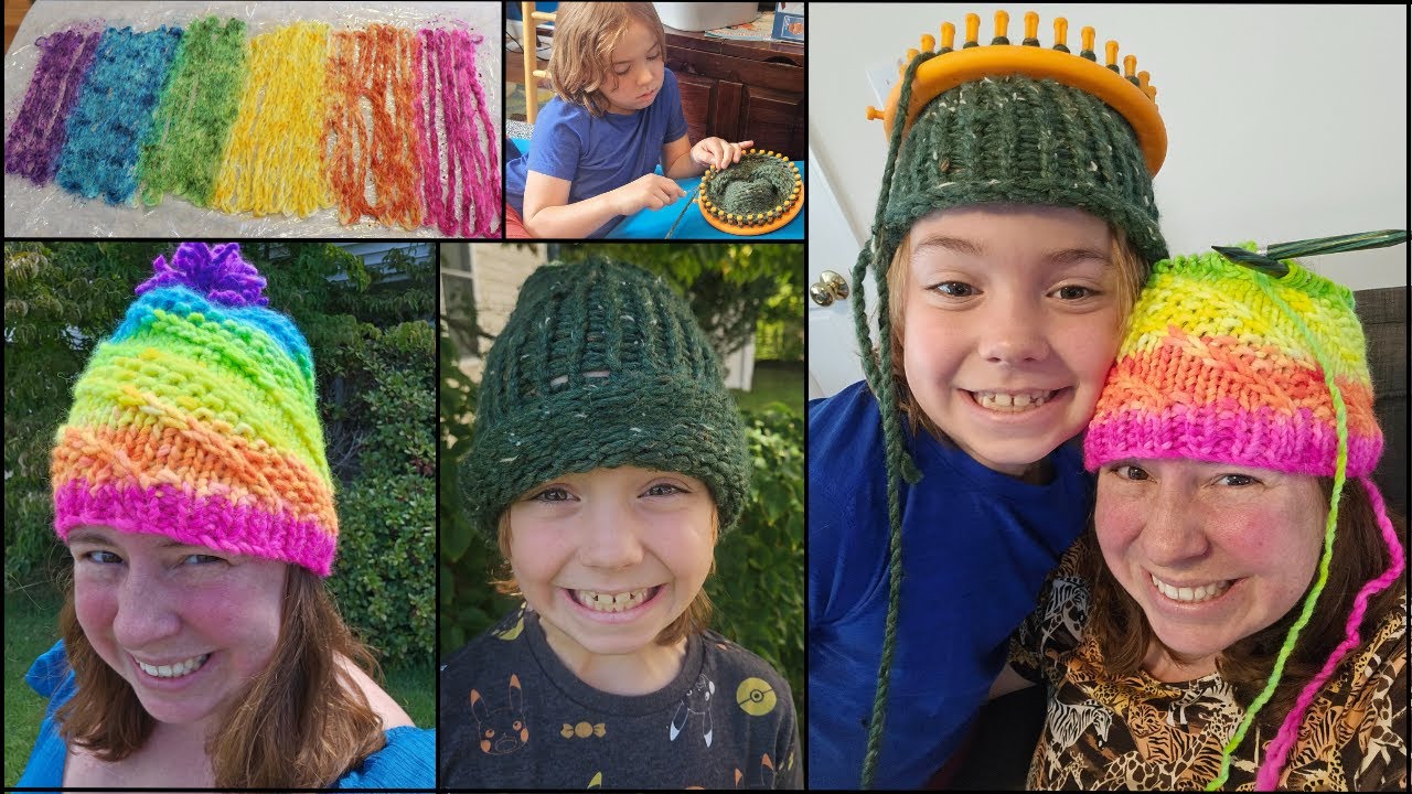 Dyeing to Knit a Neon Rainbow Hat while My Kid Knits His First Hat EVER ...