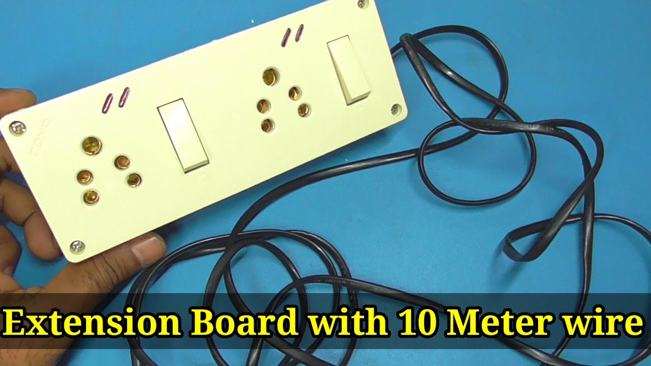Extension Board with 10 Meter wire, extension board for ac - YouTube