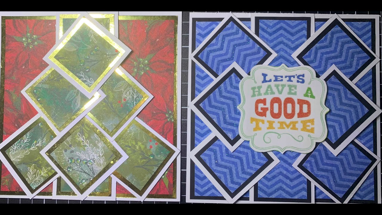 Layered diamonds cards 2 different ways Same base 2 different designs ...