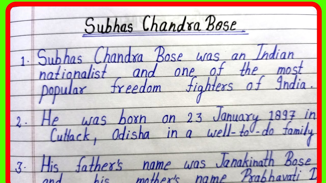 10 lines essay on netaji subhash chandra bose in english/essay on ...