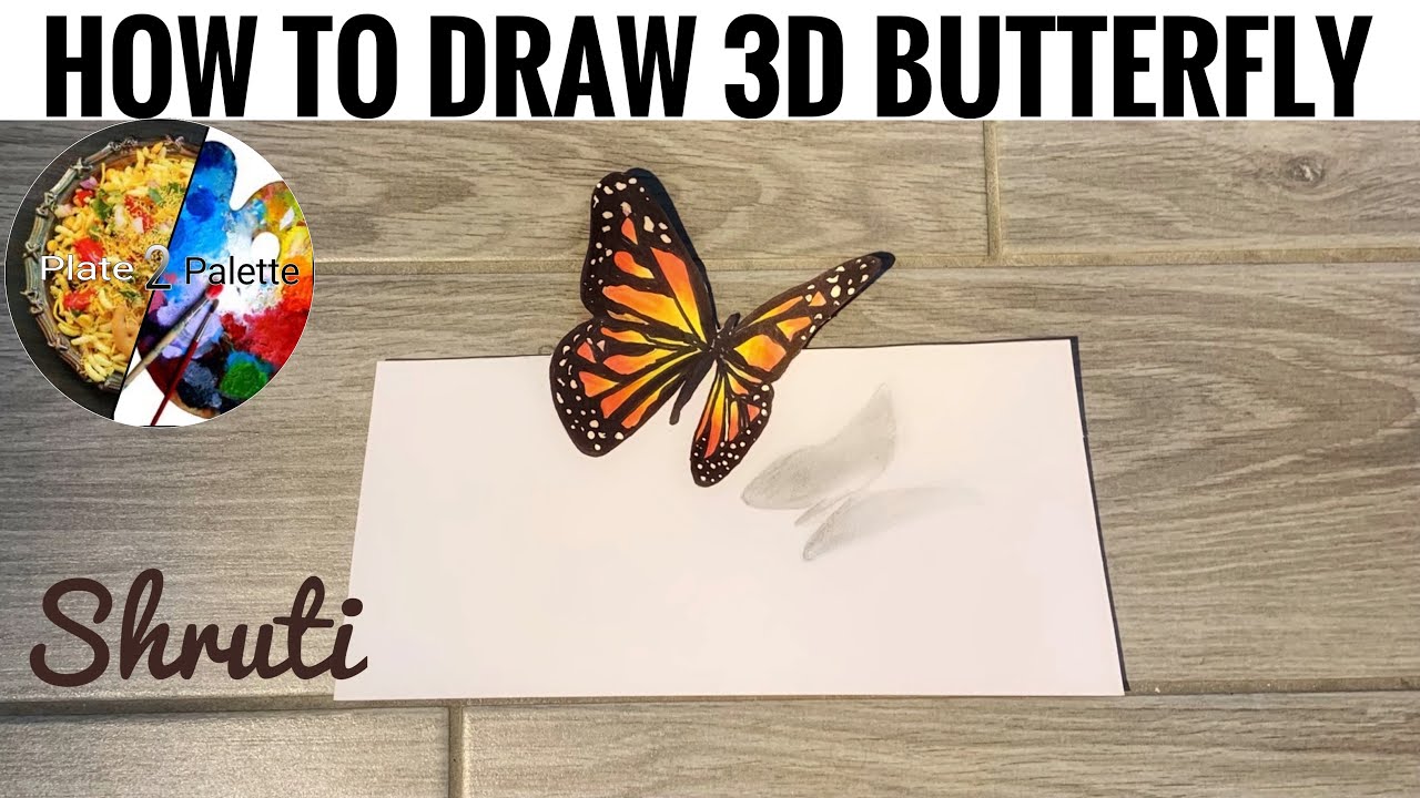 How to draw 3D butterfly 🦋 - YouTube