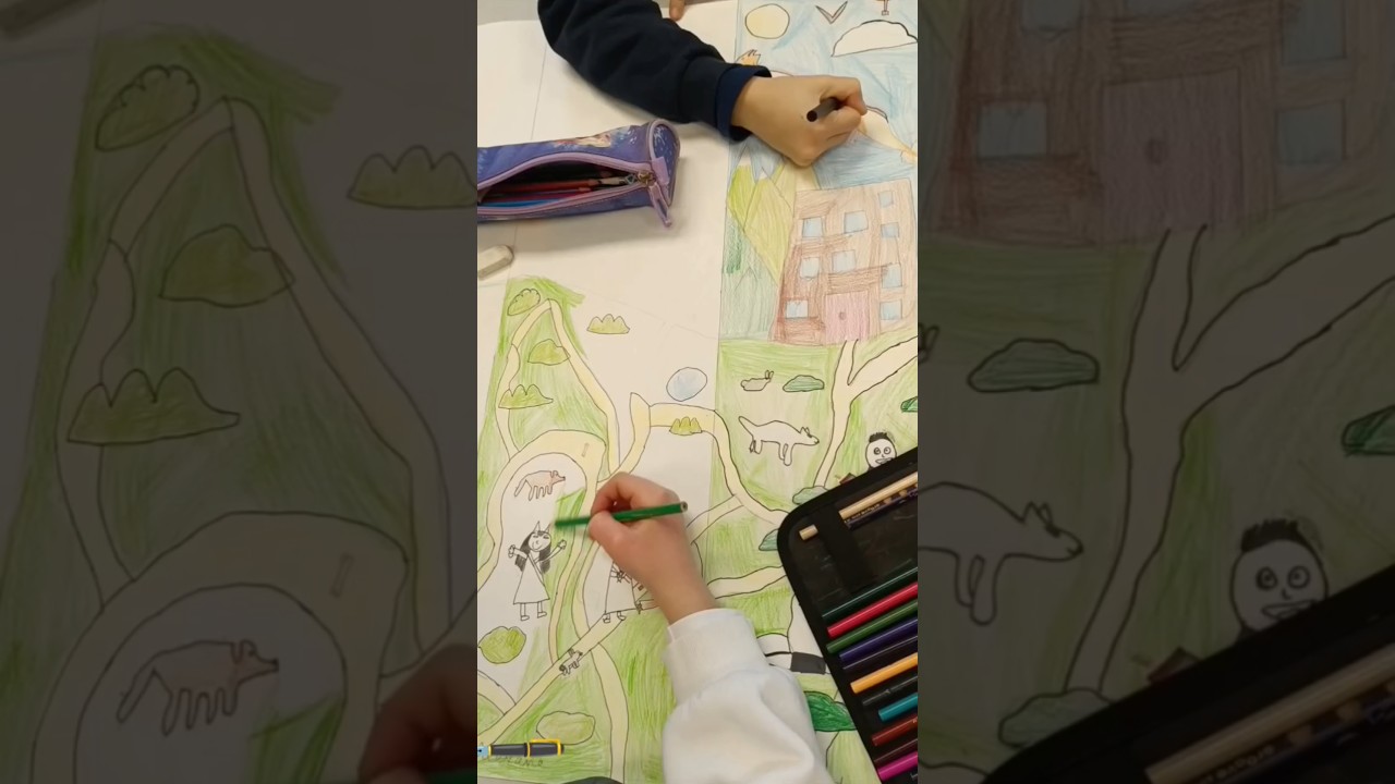 fresque Kitsune à l'école #kitsune #voiron #dessin - YouTube