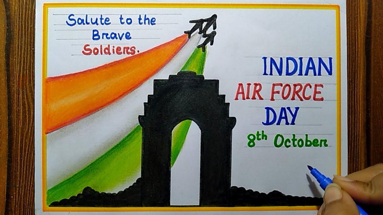 Indian Air Force Day Poster drawing,8th October| How to draw Indian Air ...