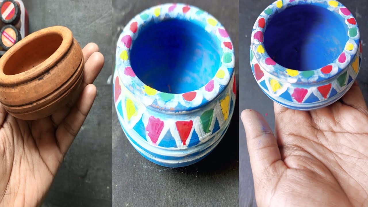 DIY Clay Pot Paint. Beautiful Clay Pot Design. - YouTube